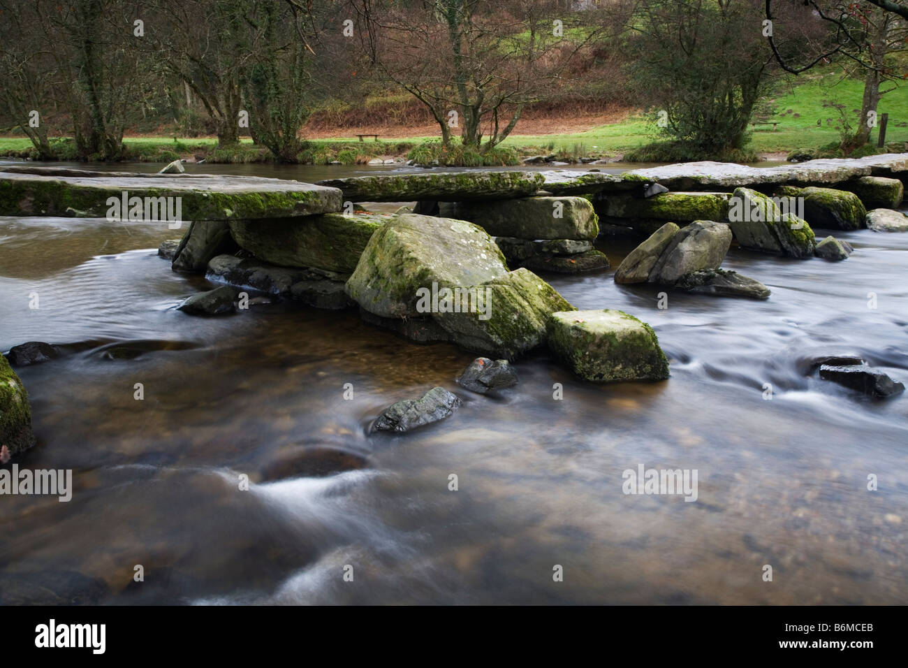 Tarr Steps ancient bridge on the River Barle Exmoor National Park Stock ...