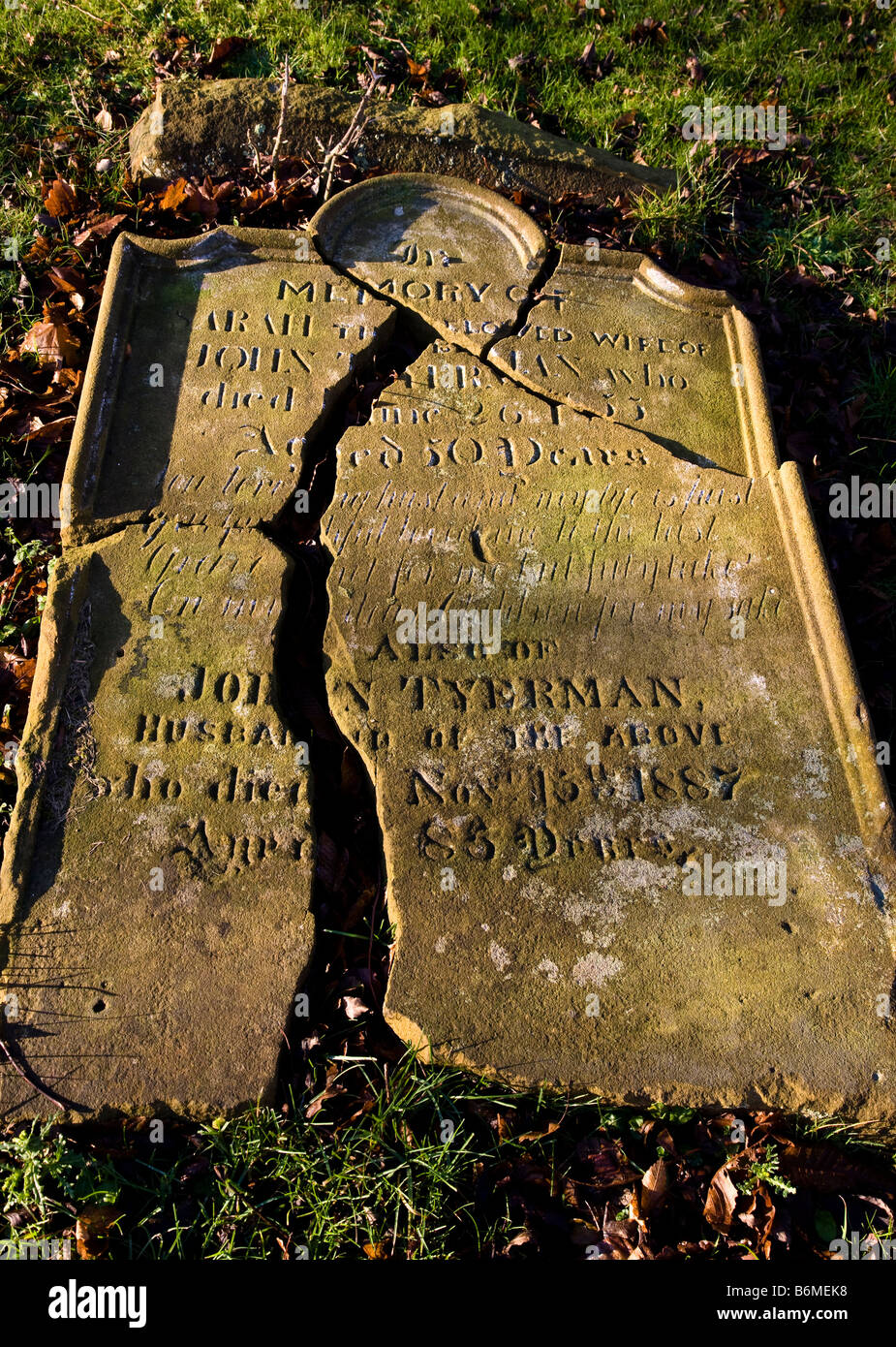 Broken Gravestone at St Andrews Little Church Upleatham near ...
