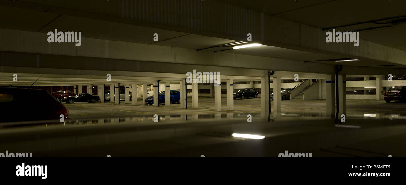 Concrete Underground Car Parking Facility at Night Stock Photo - Alamy