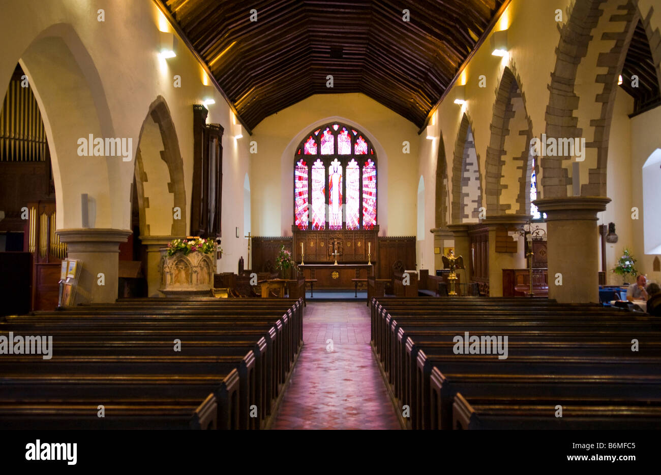 Interior of St Mary's church in Brecon town centre Powys Wales UK Stock ...