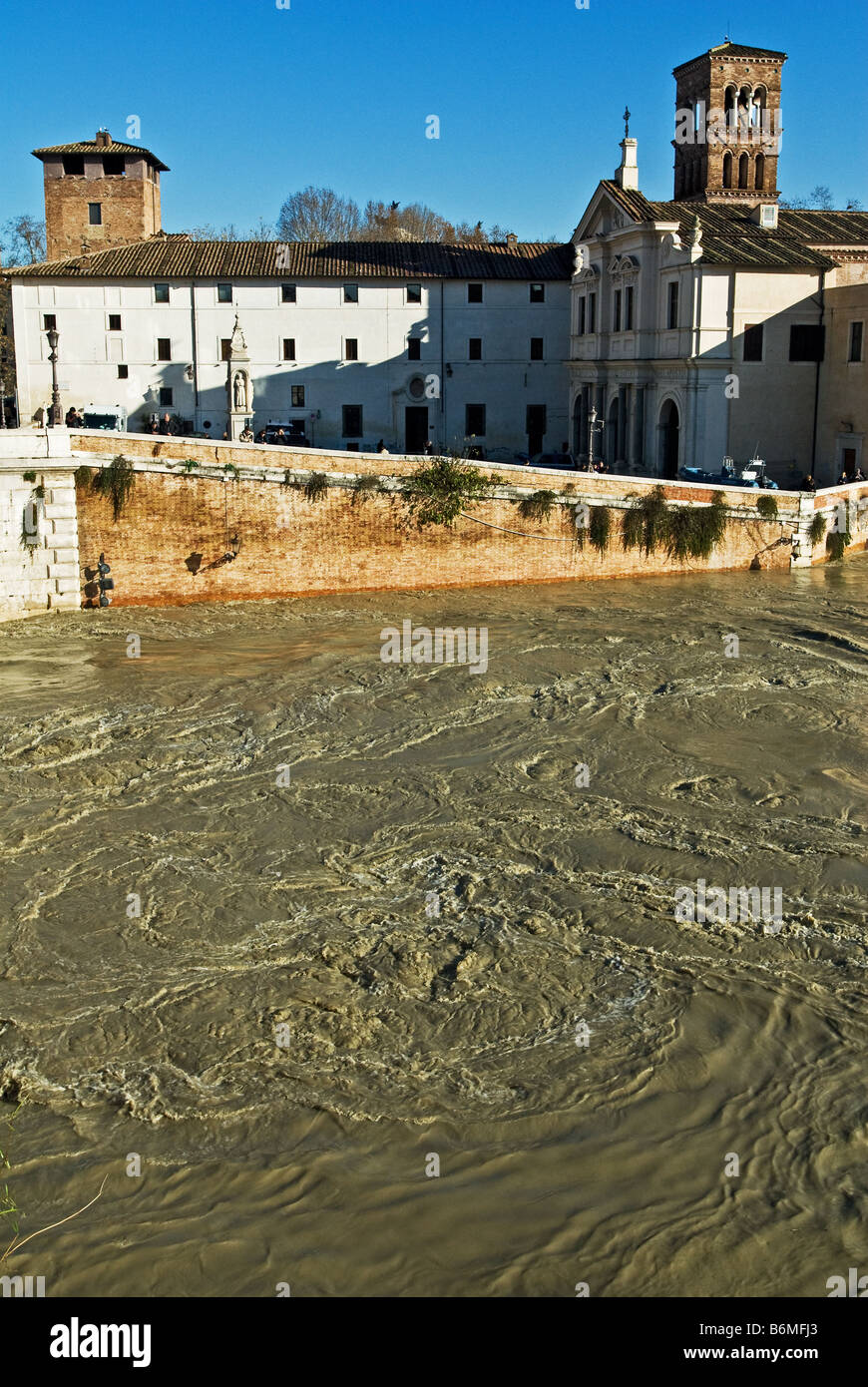 Tevere river in full in Rome 12-2008 Stock Photo - Alamy
