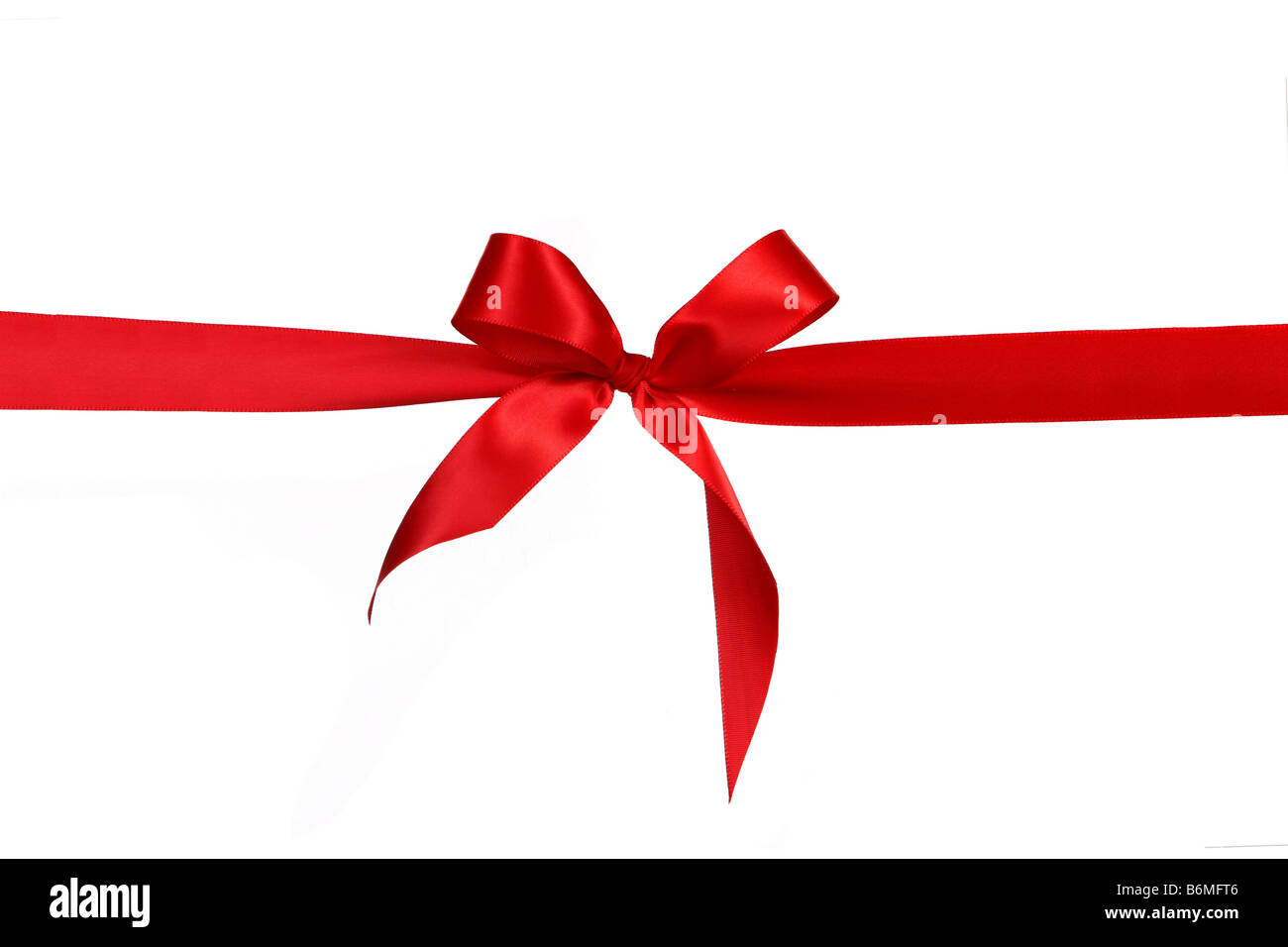 Red Gift Ribbon Bow in Horizontal Placem aent Over White Background ...