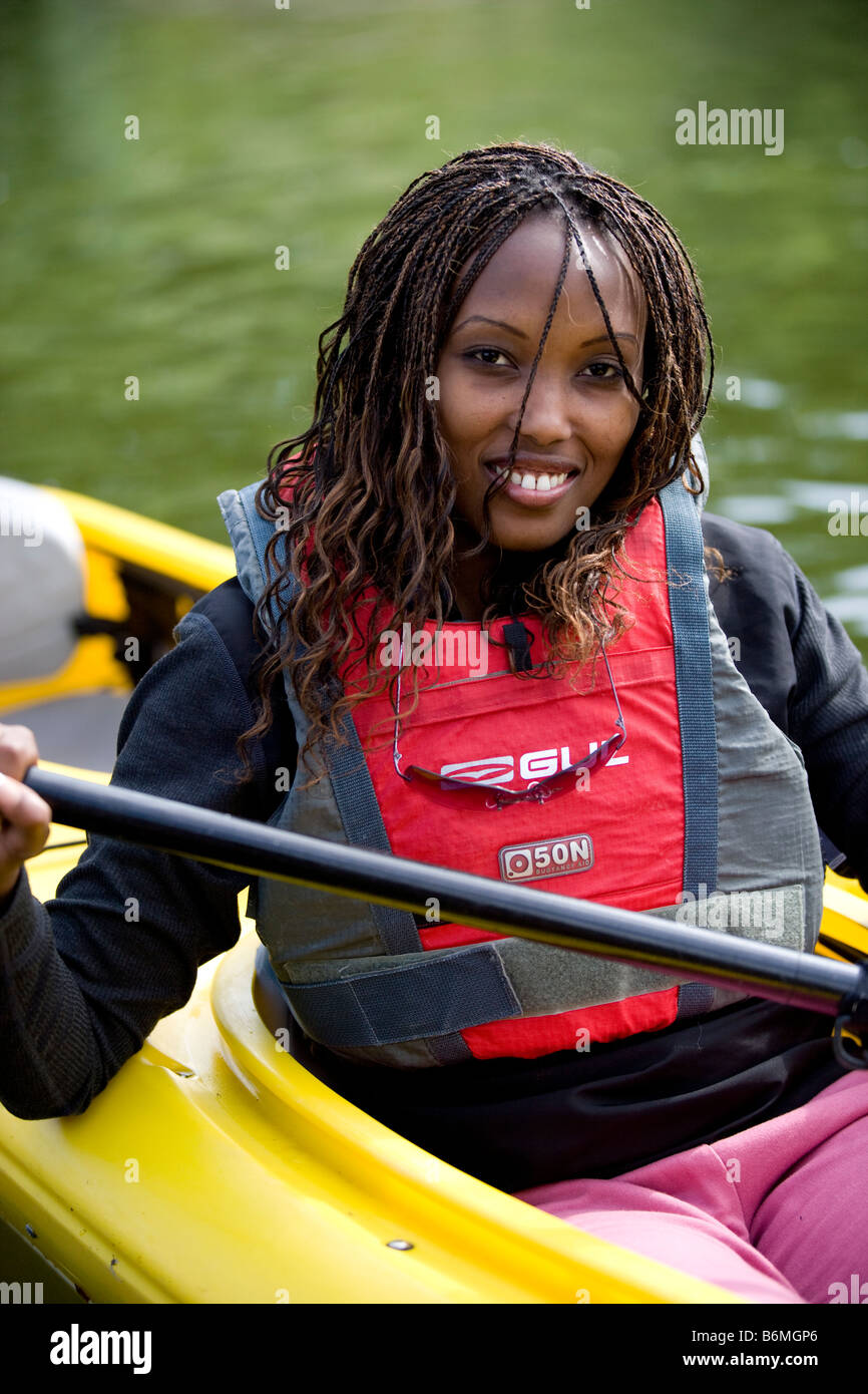 girl in kayak Stock Photo - Alamy