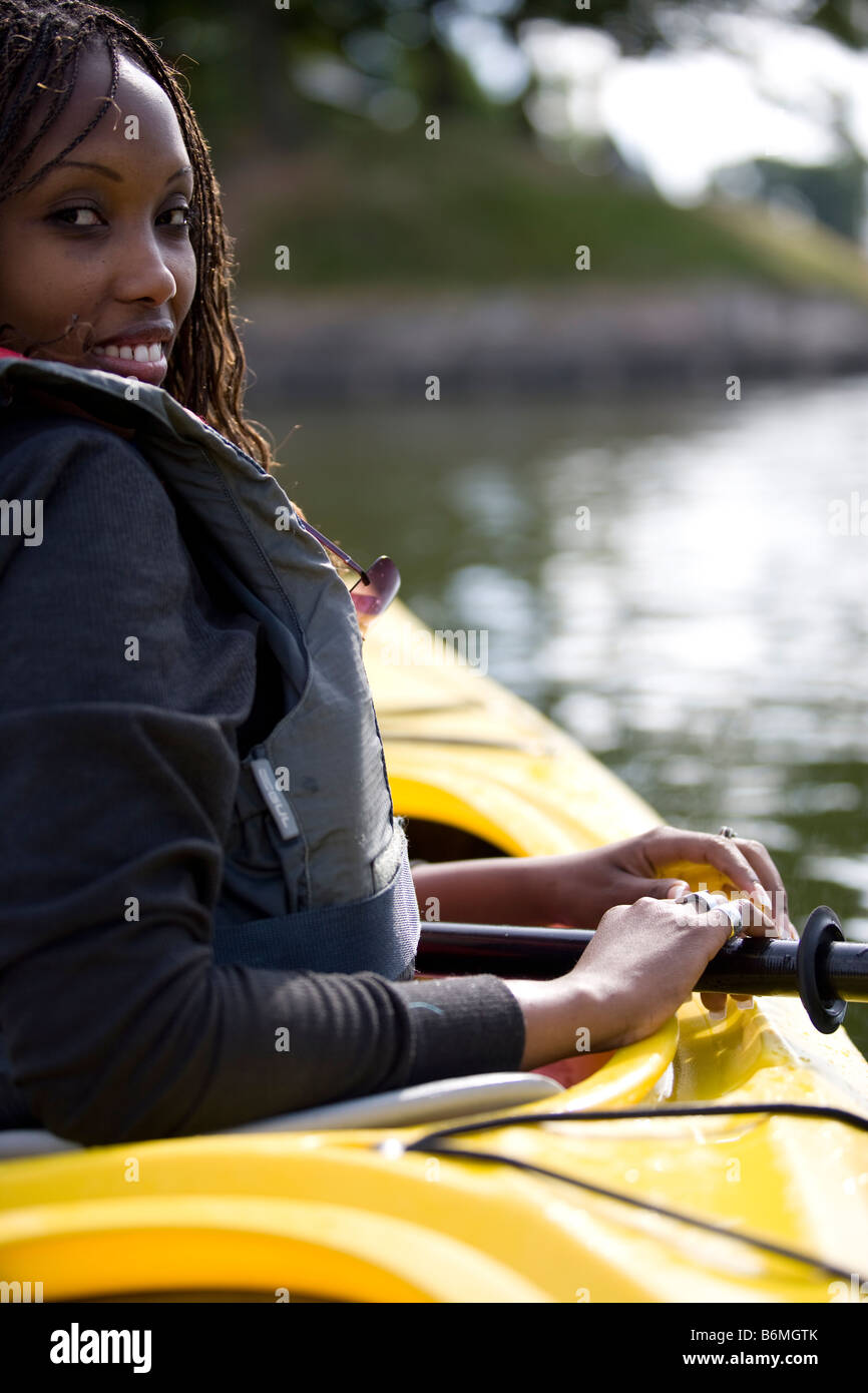 girl in kayak Stock Photo - Alamy