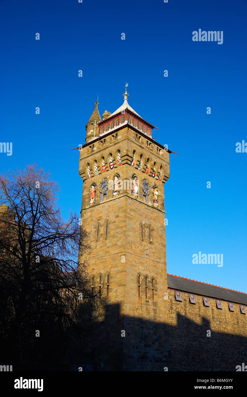 Clock tower statue at cardiff castle hi-res stock photography and images - Alamy