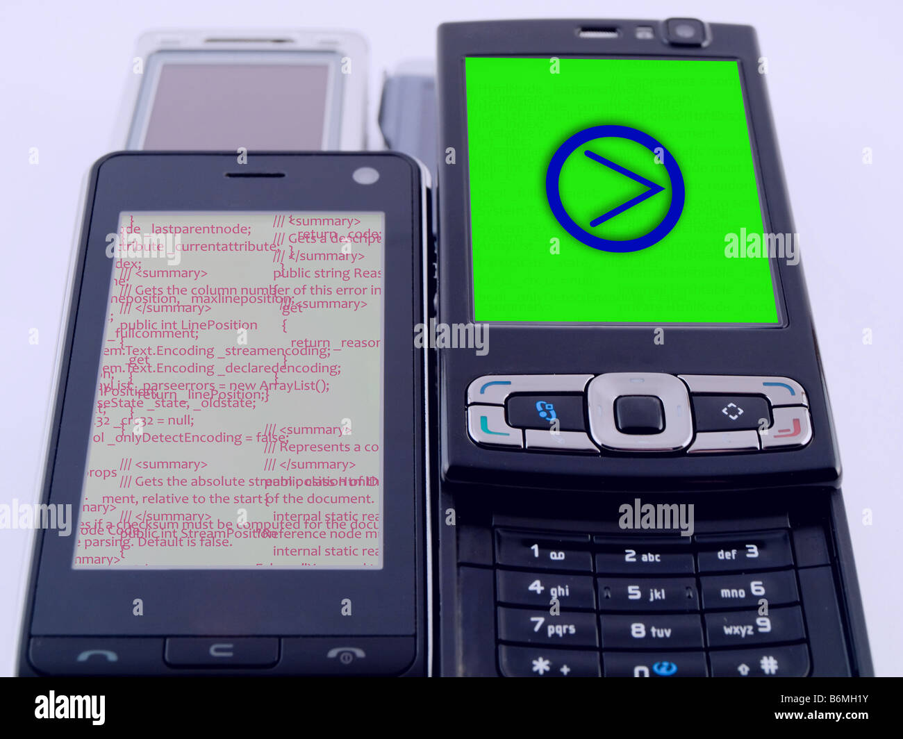 Two Modern Mobile Phones PDA Showing Source Code Programming Stock ...