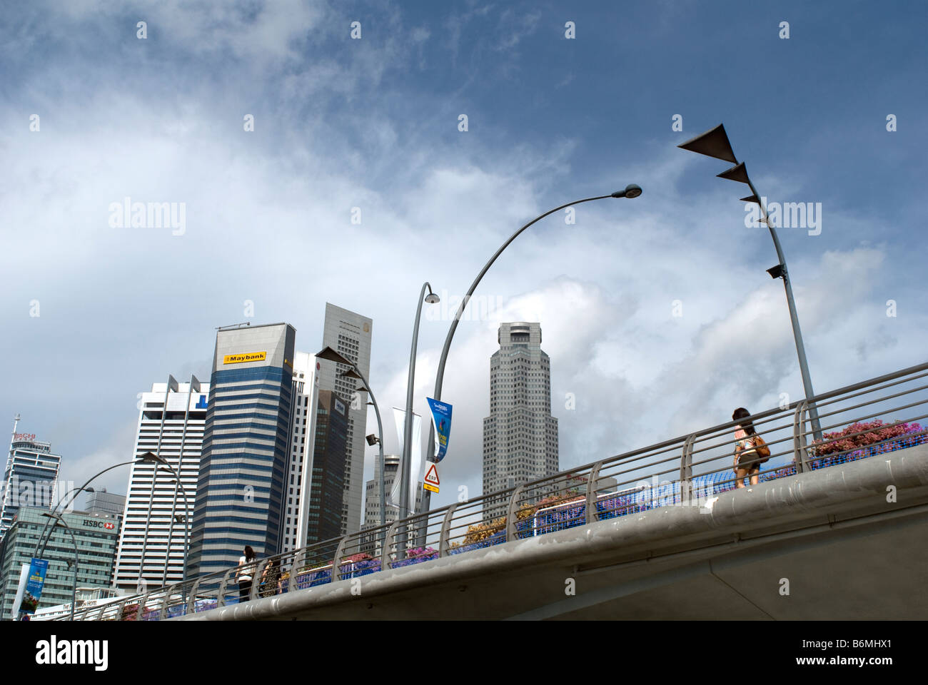 Walkway bridge behind The Singapore F1 street circuit, the new and the ...