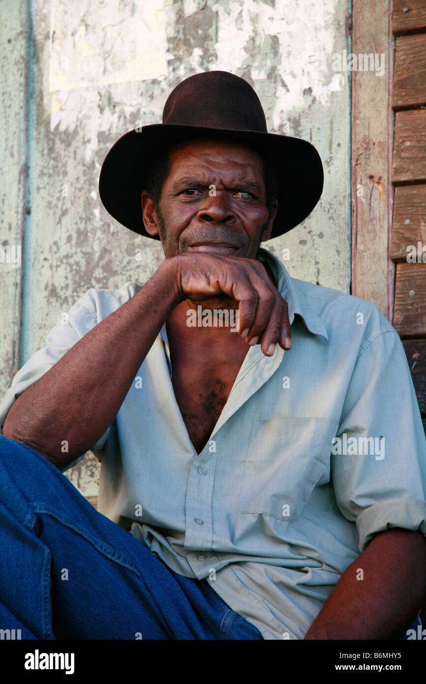 Portrait of Man in Hat in St. Lucia Stock Photo - Alamy