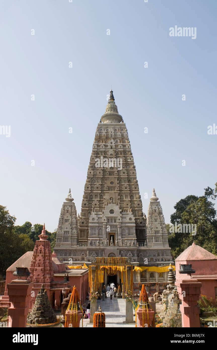 Facade of a temple, Mahabodhi Temple, Bodhgaya, Gaya, Bihar, India ...