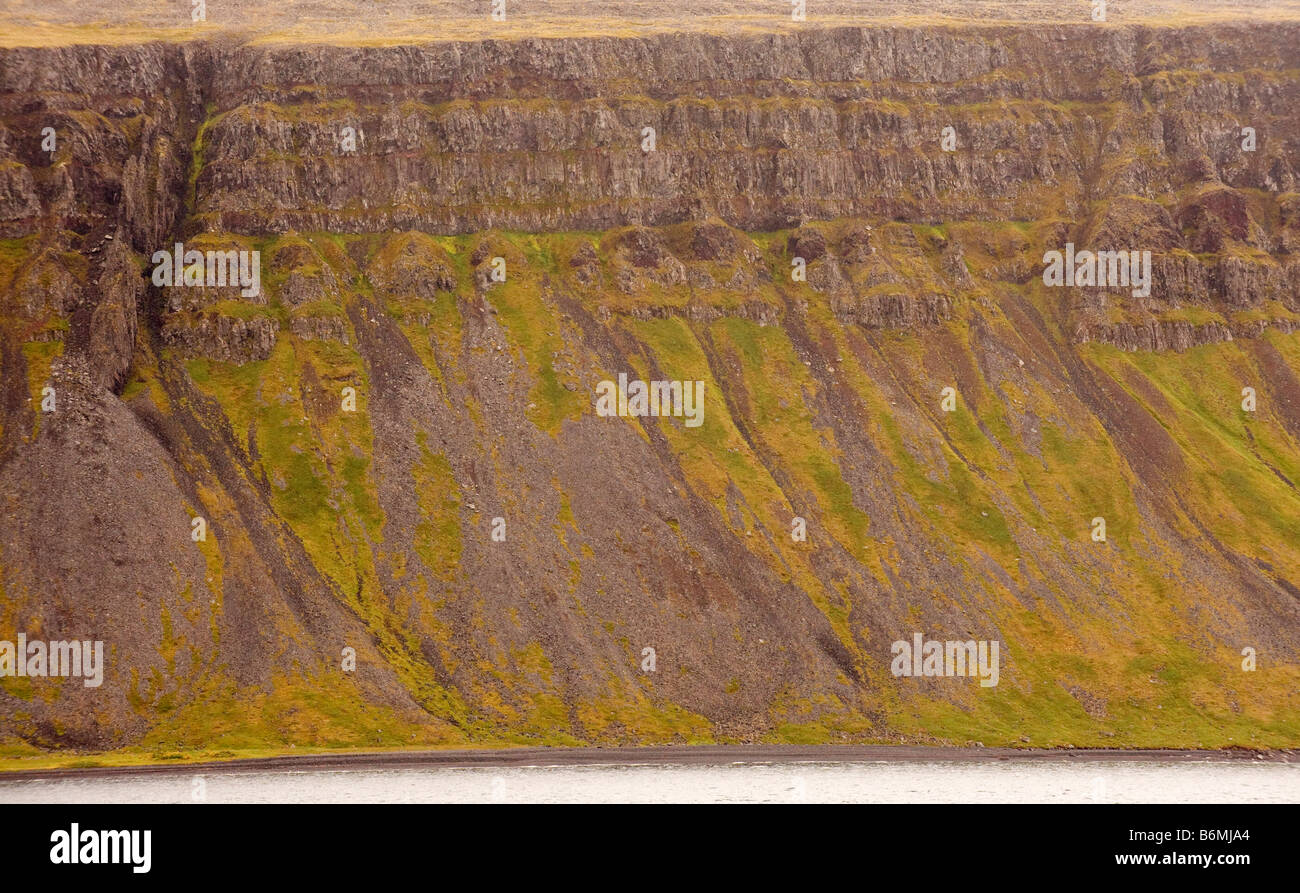 Cliffs on the northern coast of Iceland in the vicinity of Isafjordur ...