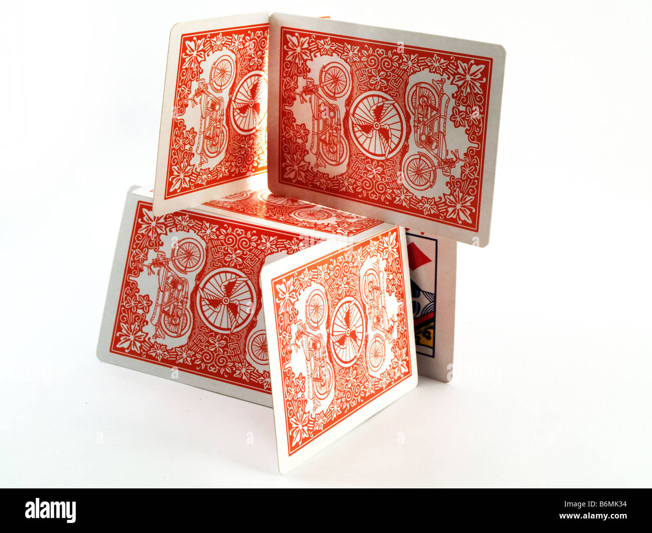 Balanced House of Cards on White Background Stock Photo - Alamy