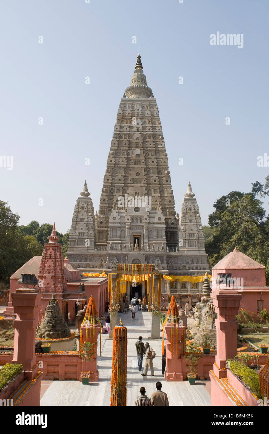 Facade of a temple, Mahabodhi Temple, Bodhgaya, Gaya, Bihar, India ...