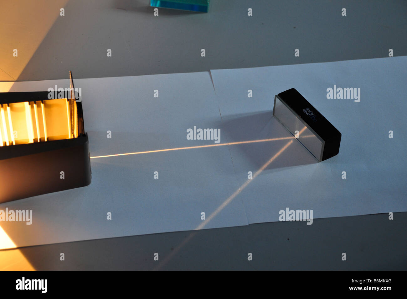 light prisms set up on a desk in a science classroom Stock Photo - Alamy