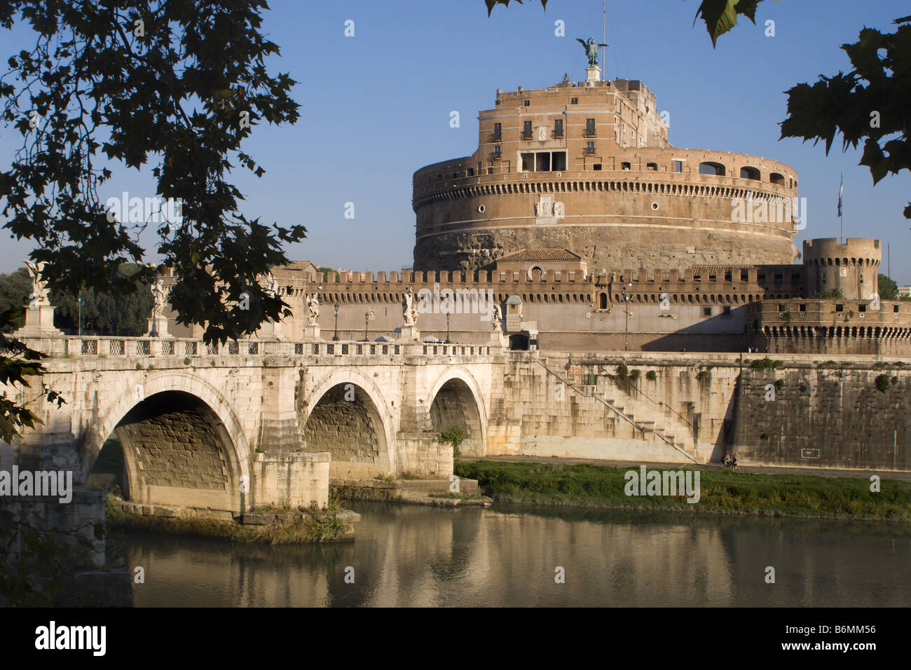 Rome - Angels bridge and castle Stock Photo - Alamy
