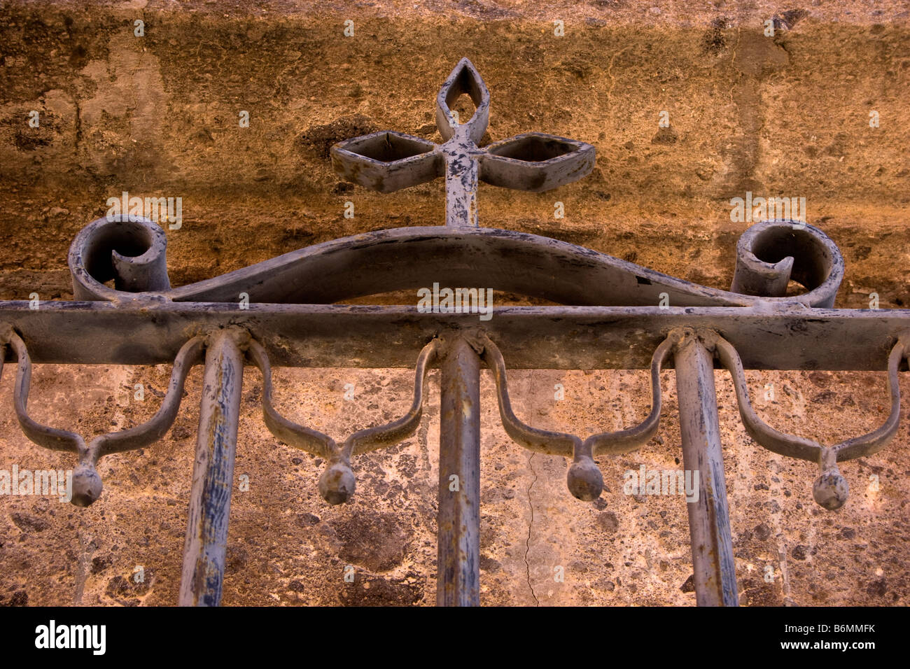Decorative wrought iron on a window in San Miguel de Allende Mexico ...