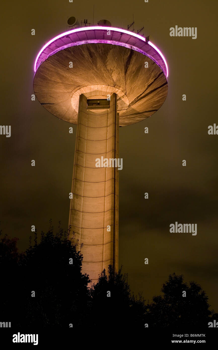 Brussels Belgium western Europe EU TV tower light neon violet Bruxelles ...