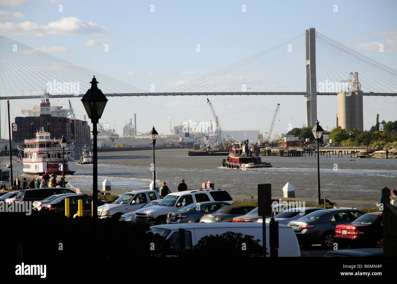 Savannah River and Port Georgia America USA Stock Photo - Alamy