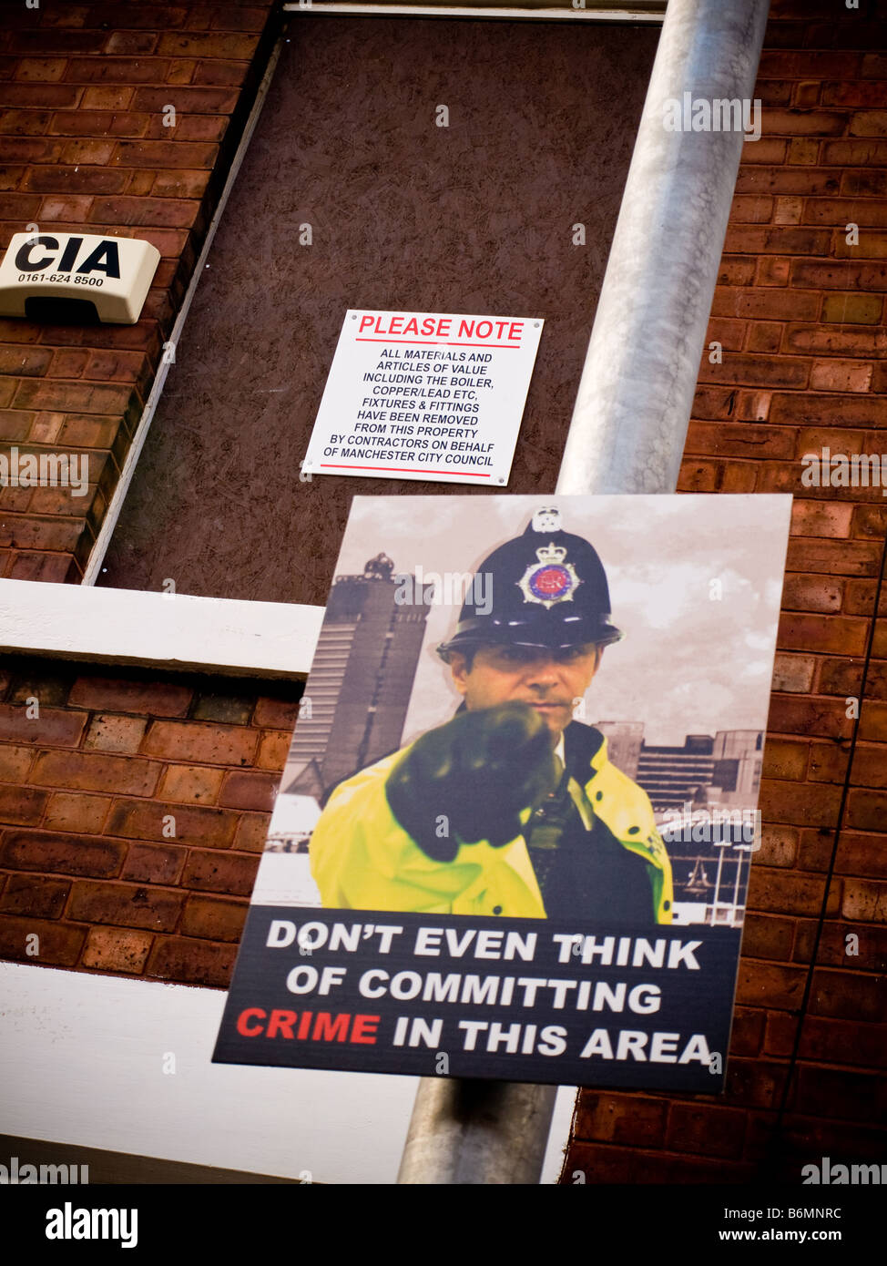 Manchester Anti Crime Poster by Abandoned Boarded Up Building Stock ...