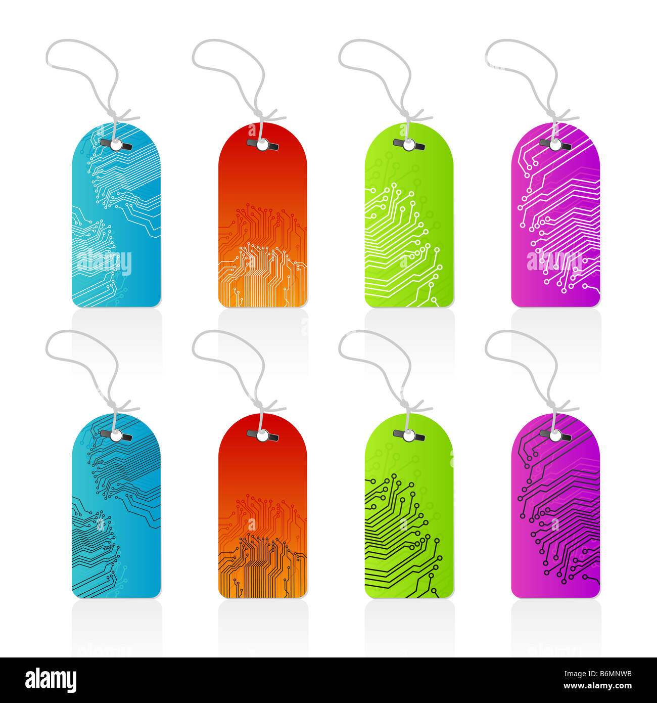 Vector illustration of highly detailed colorful computer circutry ...