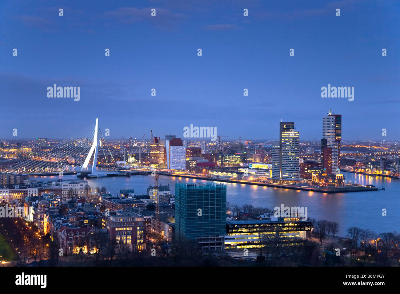 Aerial view of Rotterdam from Euromast tower dusk Rotterdam The ...