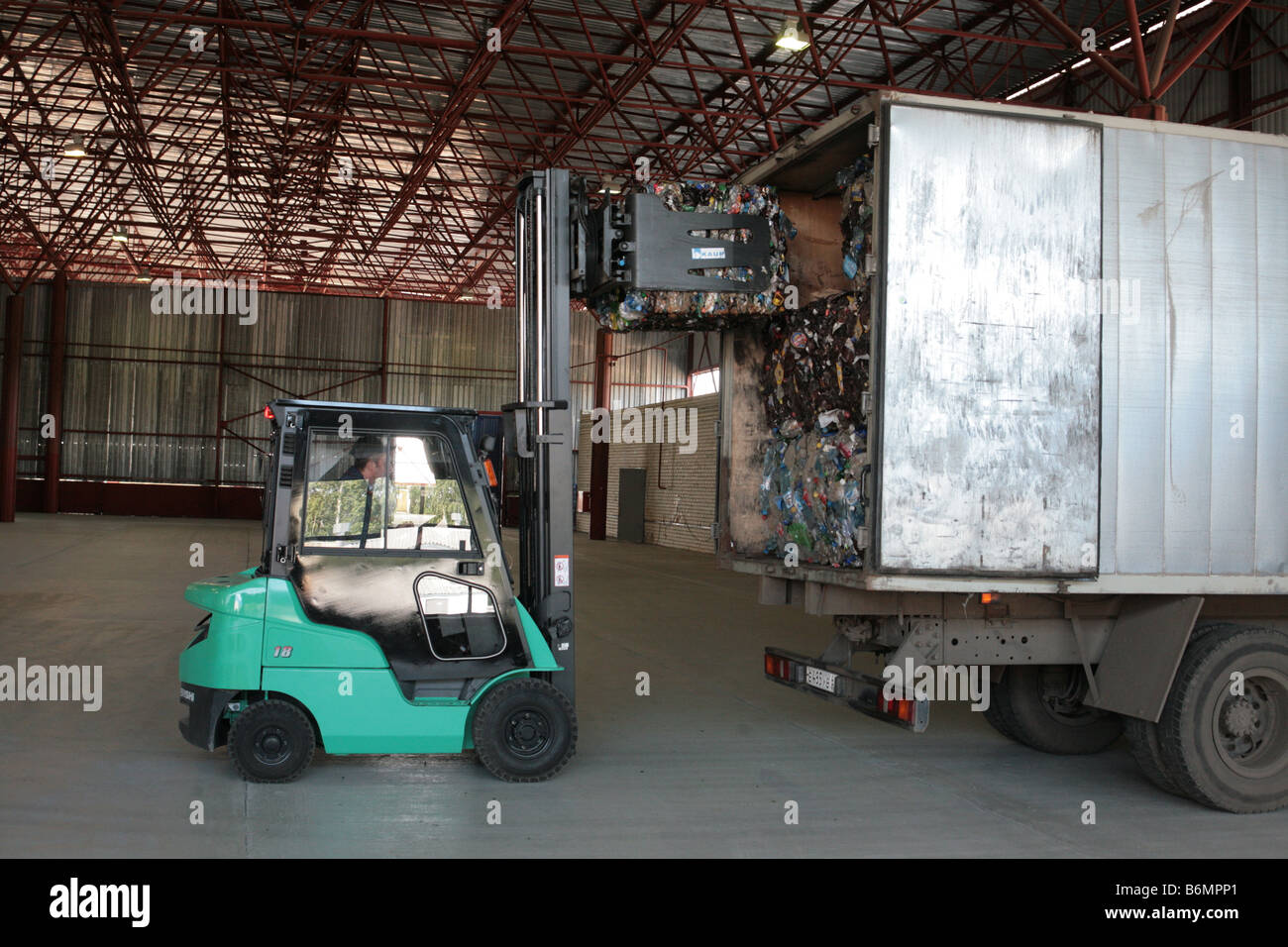 The processed dust load in a garbage truck an auto-loader Stock Photo ...