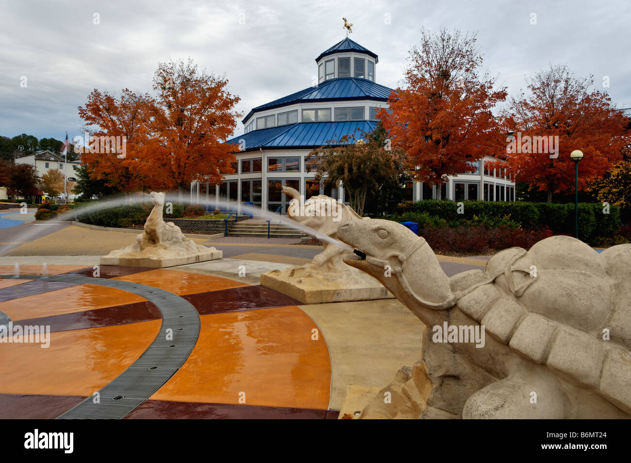 Interactive Fountain and Pavilion Housing Old Carousel in Coolidge Park ...