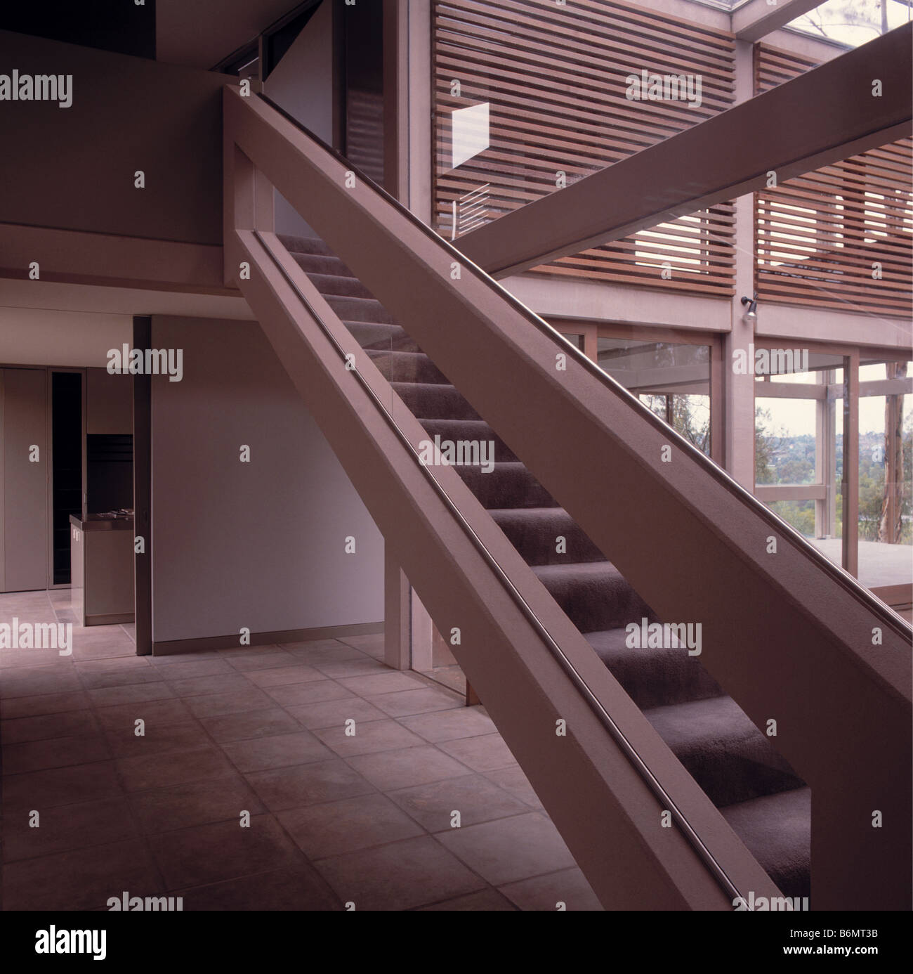Staircase in entrance hall modern commercial office building Stock ...