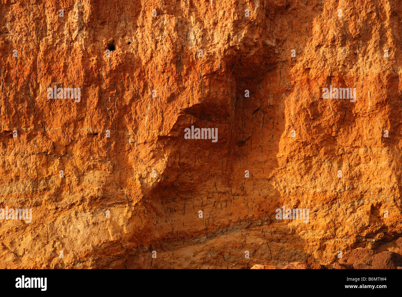 Structures of a rock A surface of walls of the dug foundation ditch ...