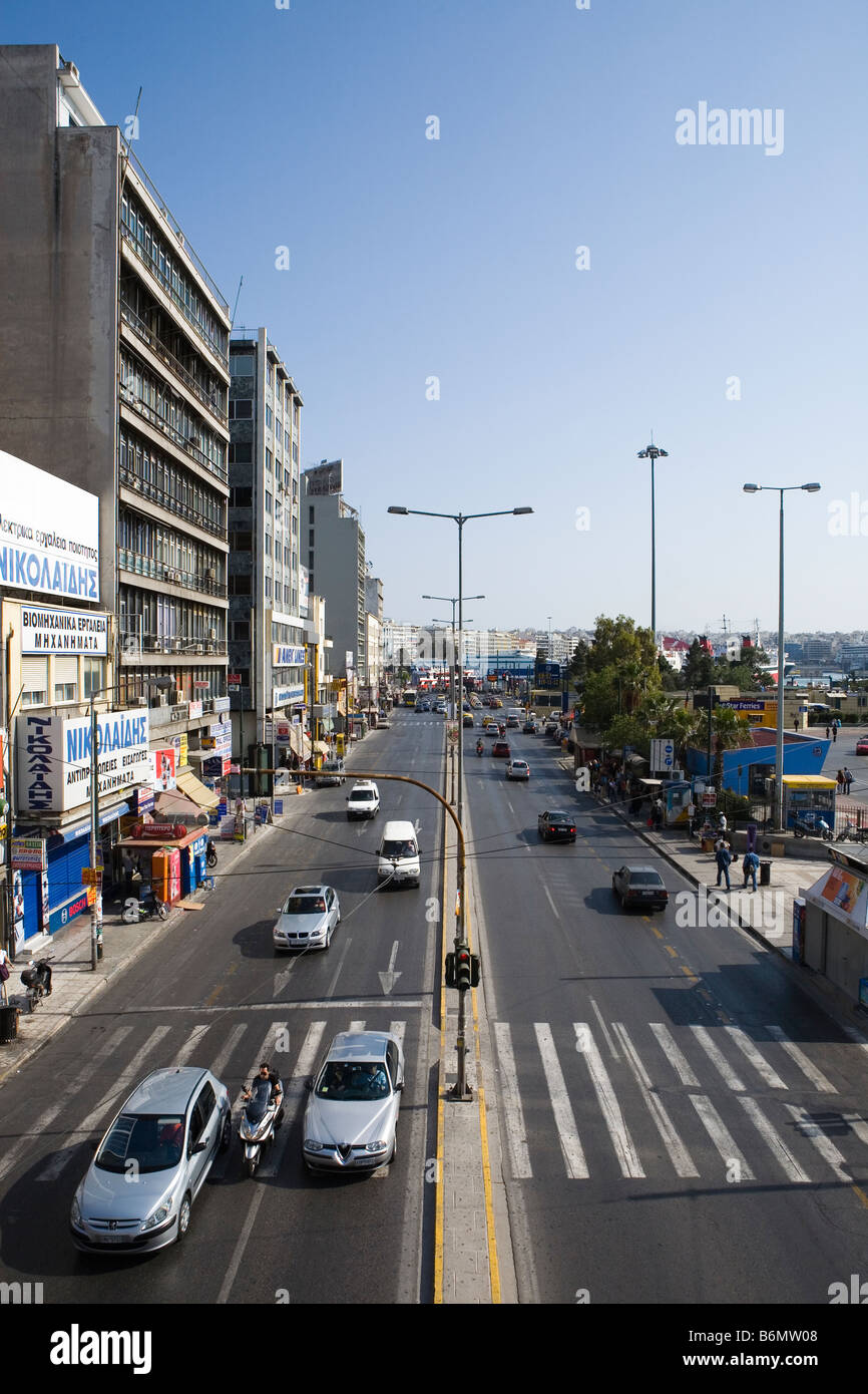 Greece, Athens, architecture, Piraeus embankment from above, seafront ...