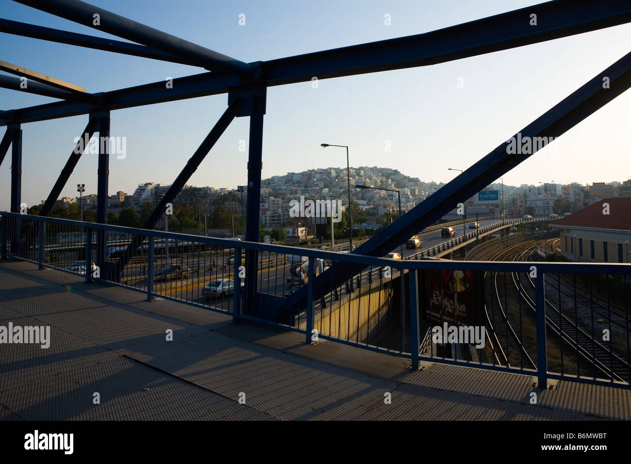 Greece, Athens, elevated roadway, architecture Piraeus, Balkans ...