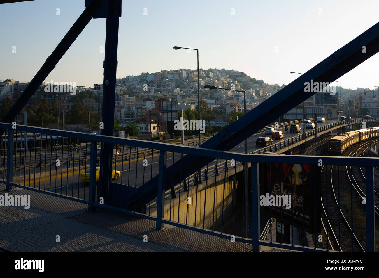 Greece, Athens, elevated roadway, architecture Piraeus, Balkans ...