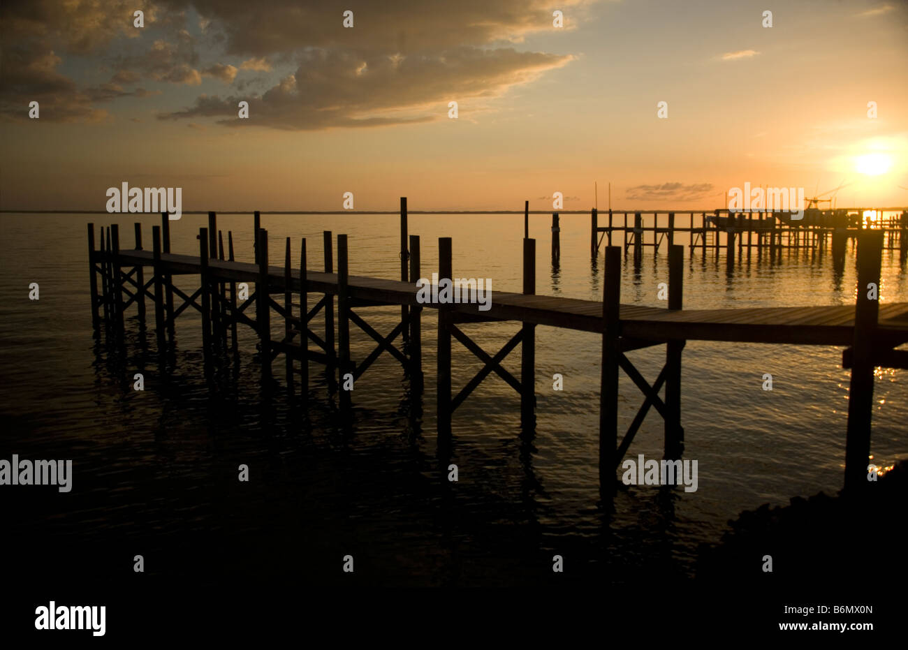 Sunset Overlooking Docks, Abaco Island, Bahamas Stock Photo - Alamy