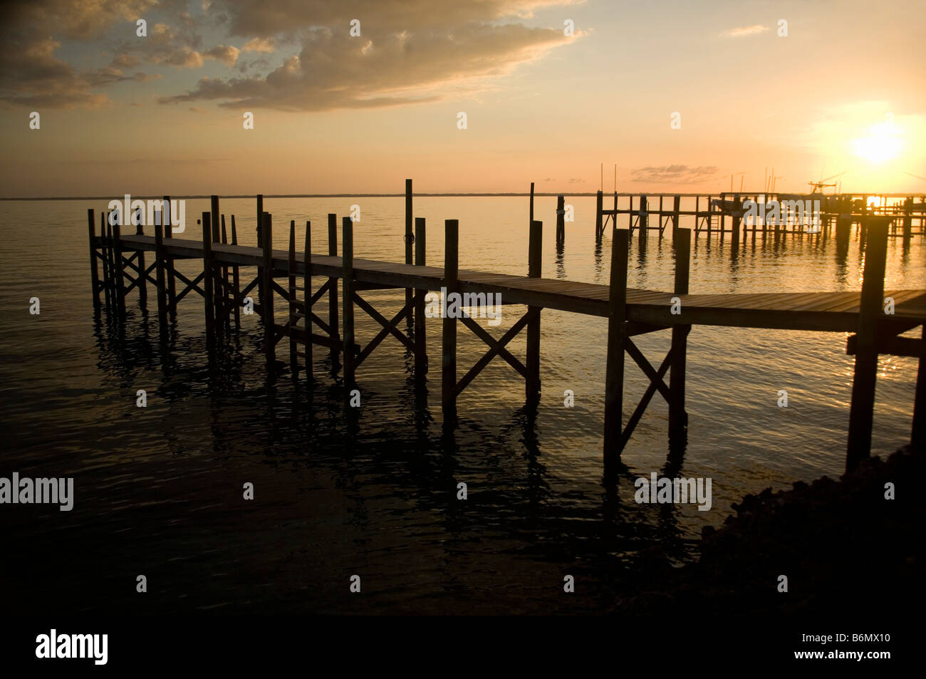 Sunset Overlooking Docks, Abaco Island, Bahamas Stock Photo - Alamy
