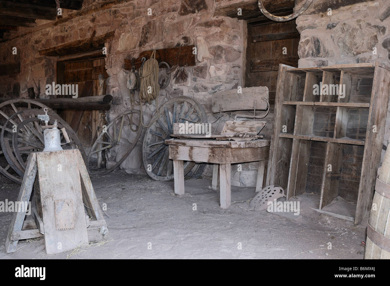 Interior view of the stables at the Hubbell Trading Post in Ganado ...