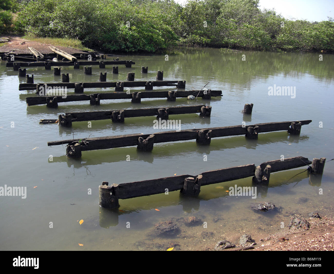 The washed away Koto bridge in The Gambia West Africa Stock Photo - Alamy