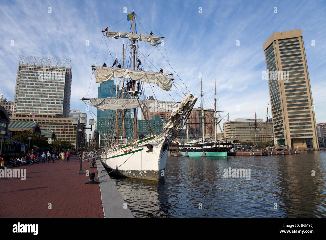 Tall ship at the Inner Harbor in downtown Baltimore Maryland Stock ...