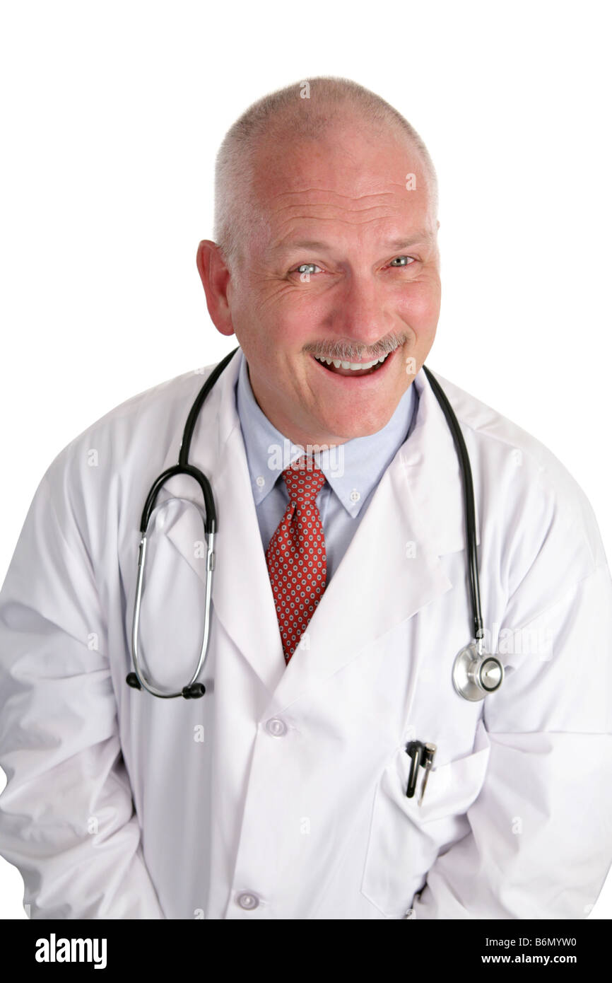 A fun happy doctor with a big smile isolated on white Stock Photo - Alamy