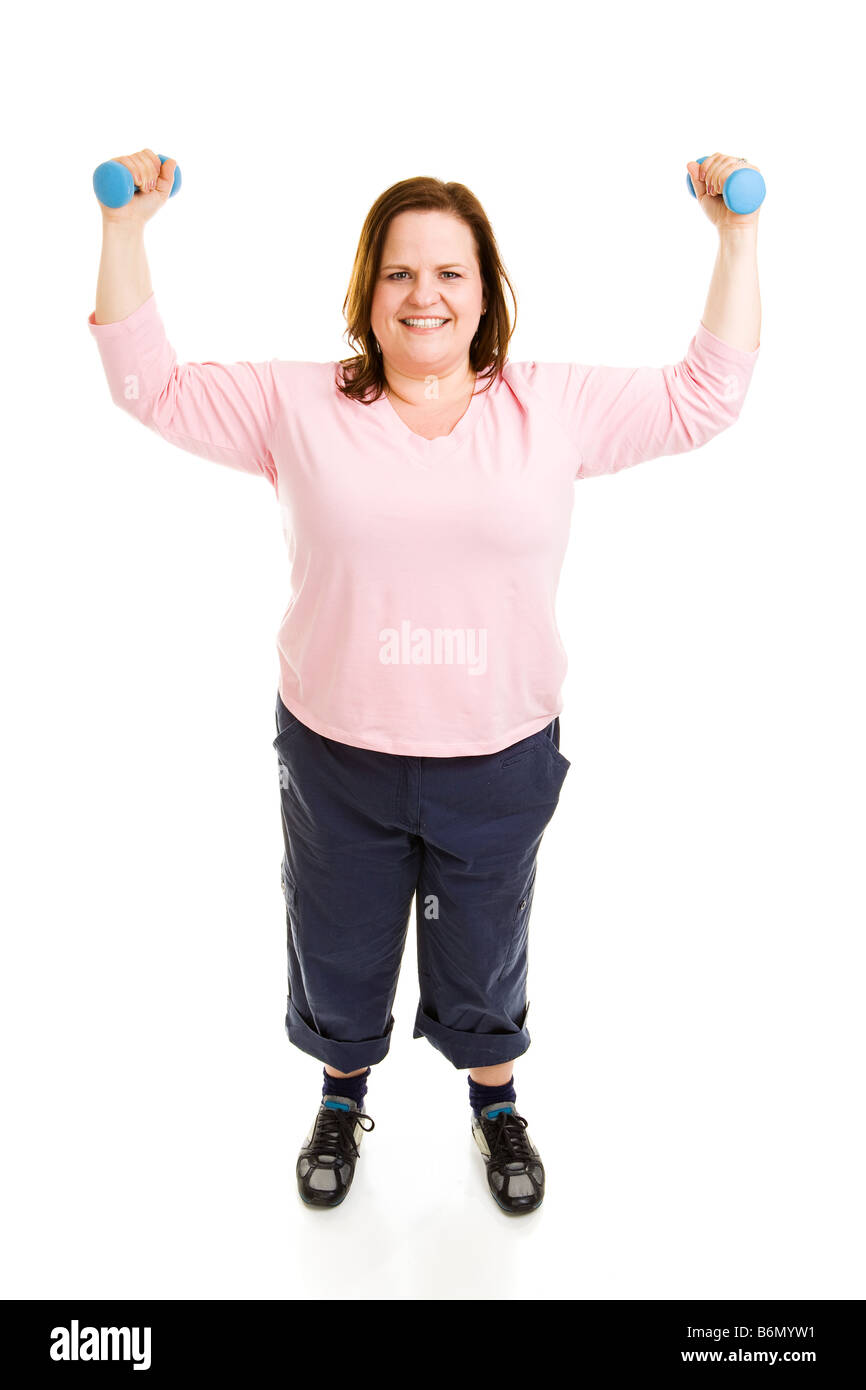 Beautiful plus sized model working out with free weights Full body ...