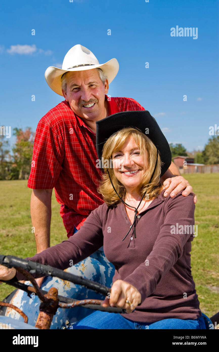 Portrait of a beautiful mature couple on the farm Stock Photo - Alamy