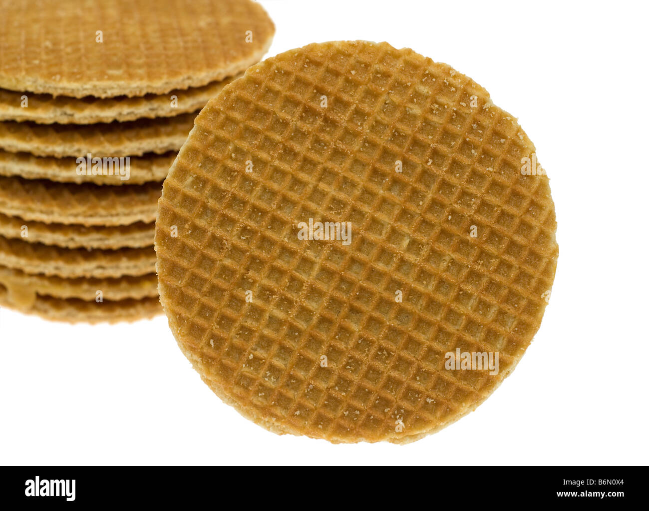 dutch waffle called a stroopwafel isolated on a white background Stock ...