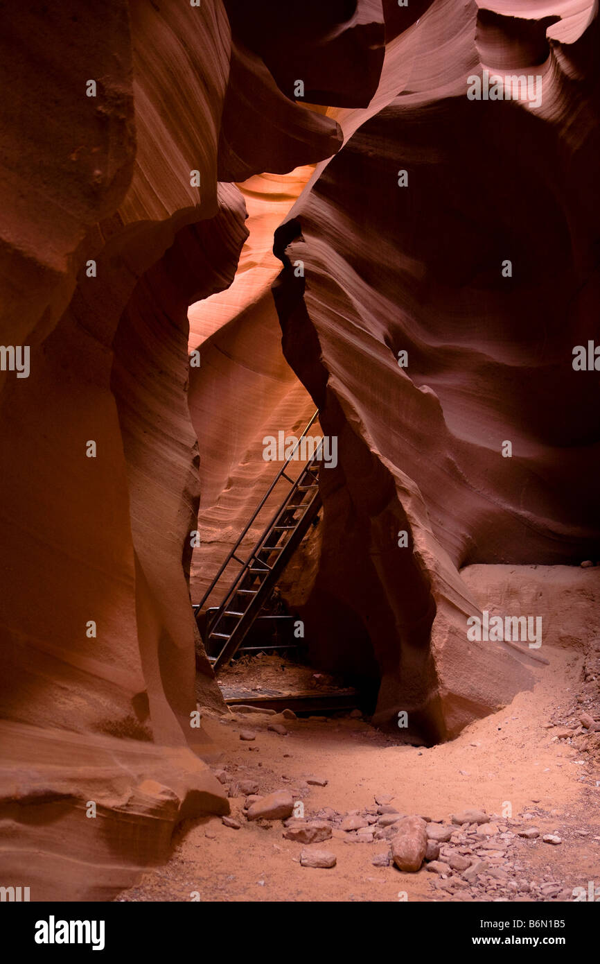 The stair-like ladder that leads to the alternate entrance to an ...