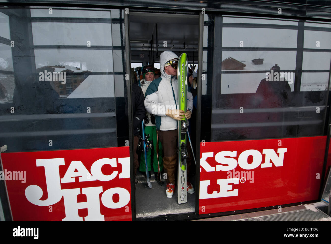 Folks load tram car at base, Jackson Hole Aerial Tram, Jackson Hole ...