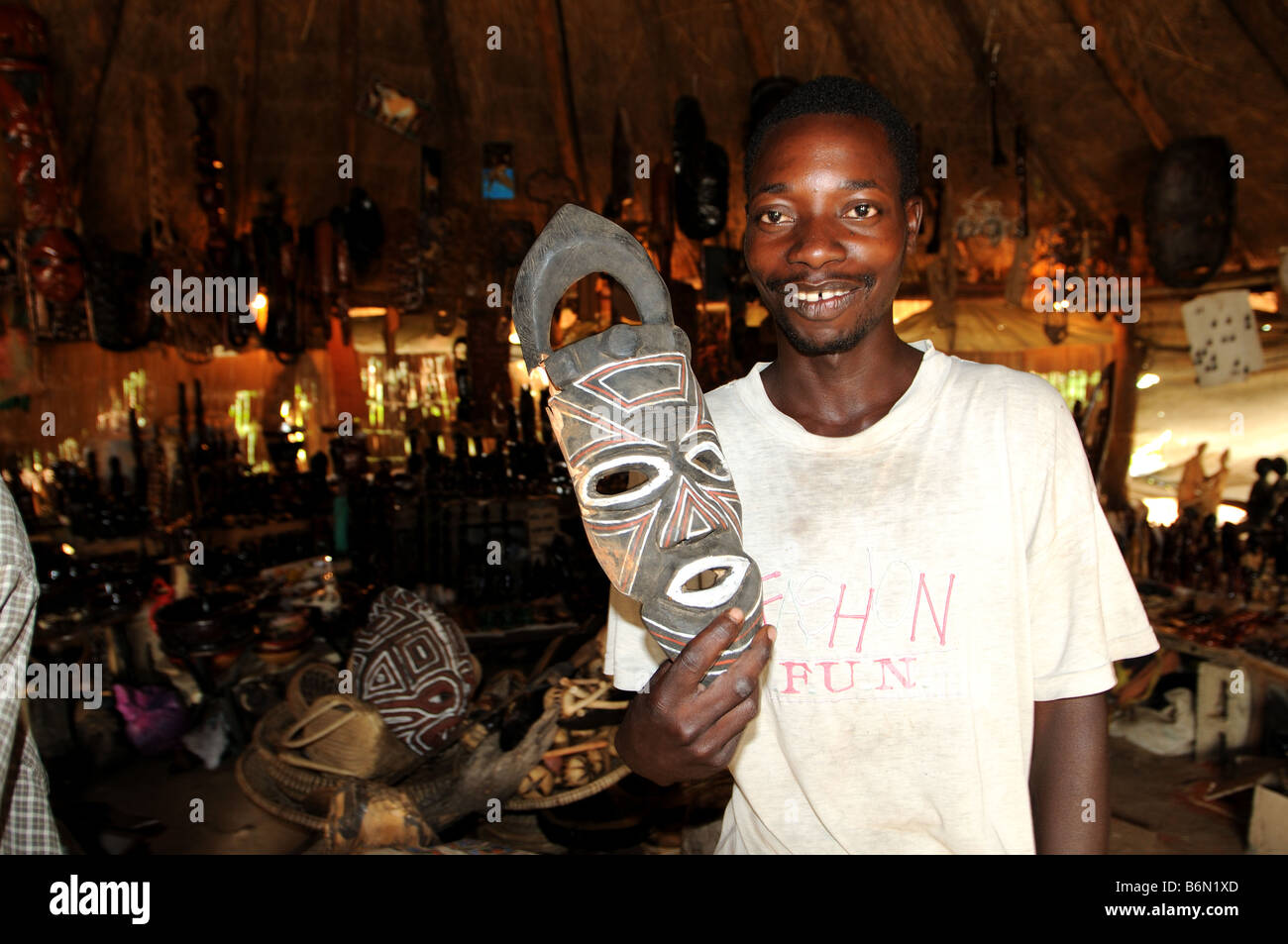 man in cultural centre stall, lusaka, zambia Stock Photo - Alamy