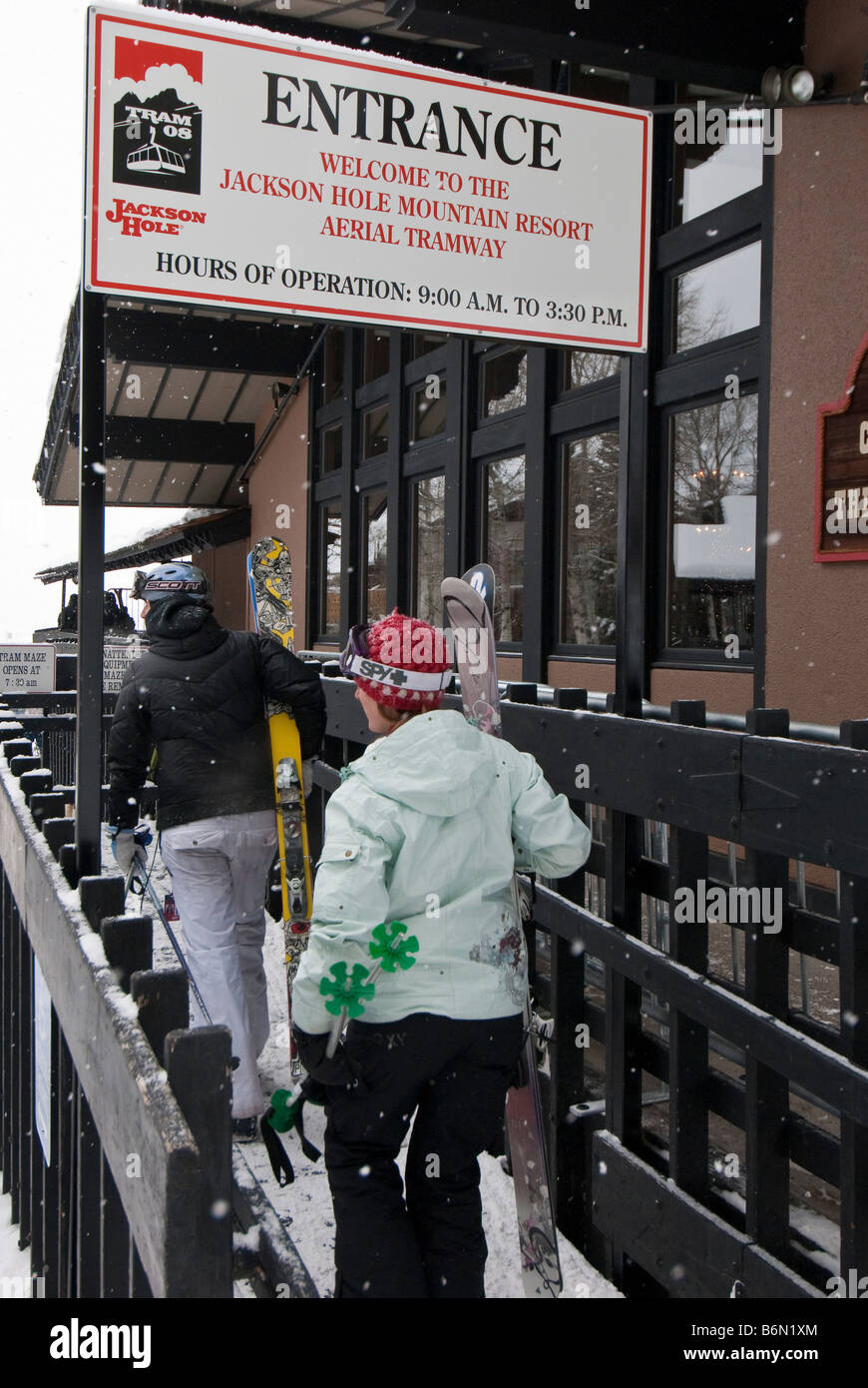 Visitors head into the tram entrance Jackson Hole Aerial Tram , Jackson ...