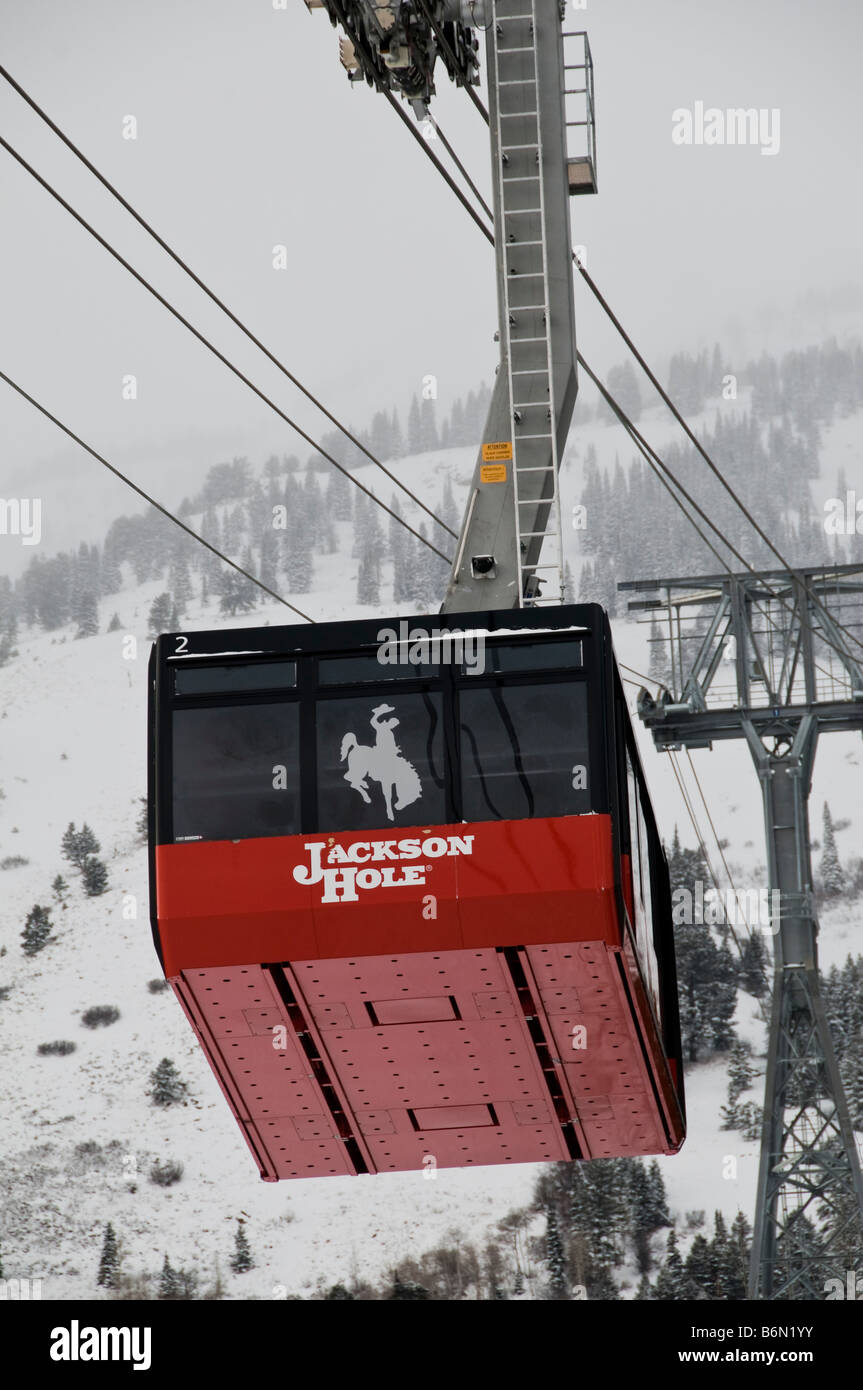 Tram car at Tower One, Jackson Hole Aerial Tram up Rendezvous Mountain ...