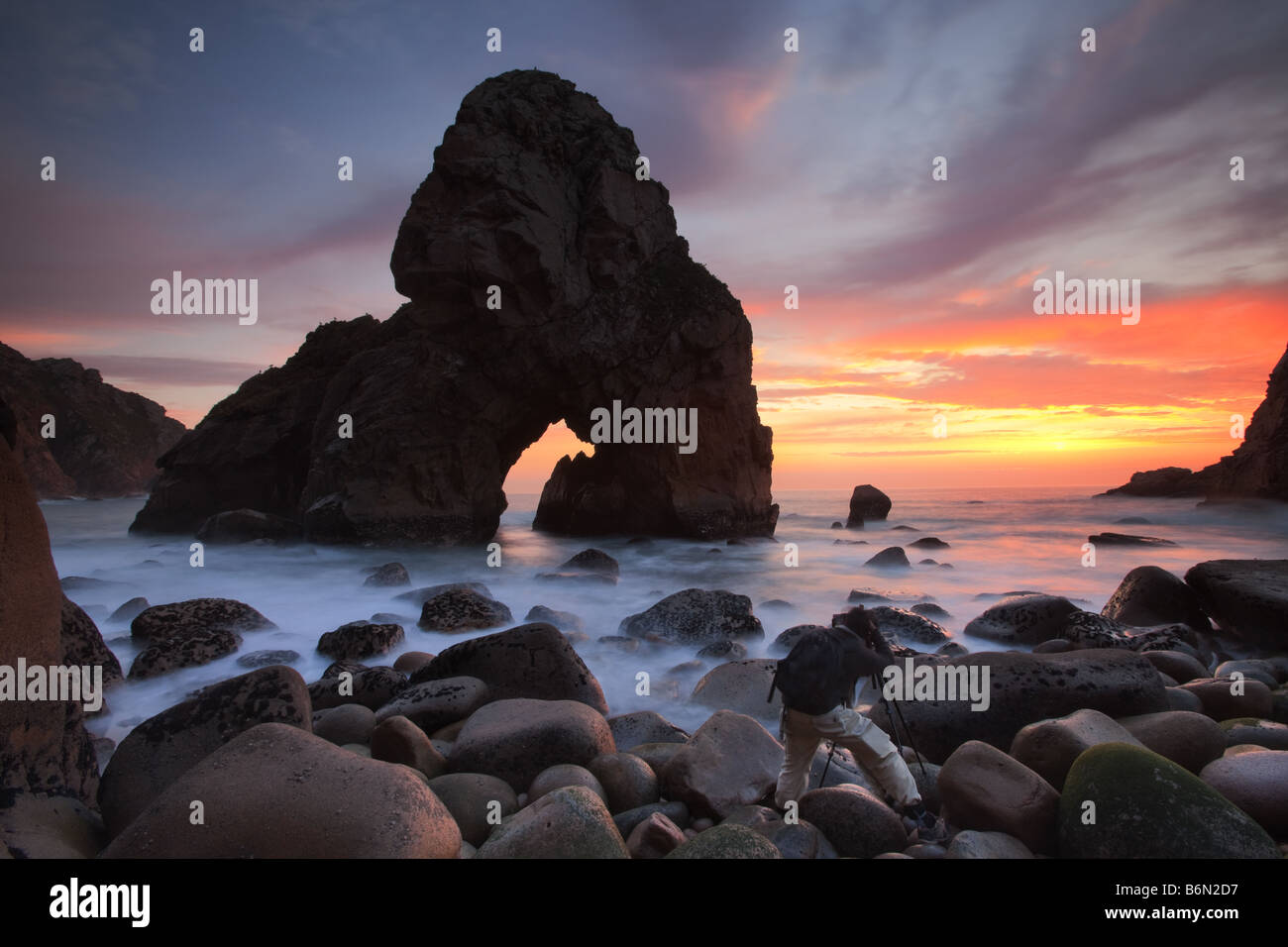 Landscape Photographer photographing at sunset Stock Photo - Alamy