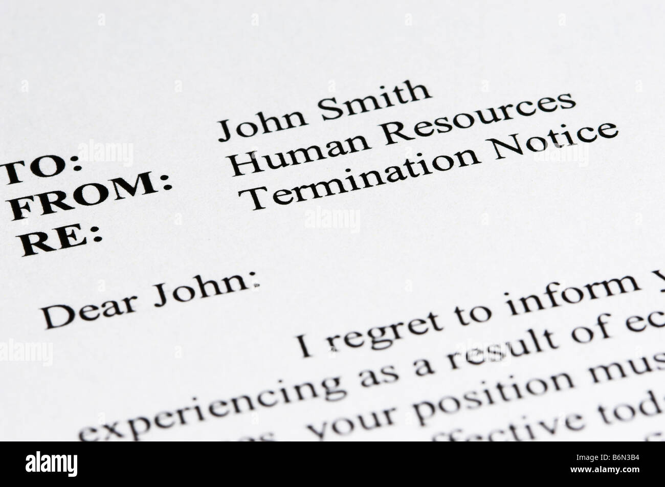 Fictitious Termination Notice Stock Photo Alamy fictitious-termination-notice-stock-photo-alamy
