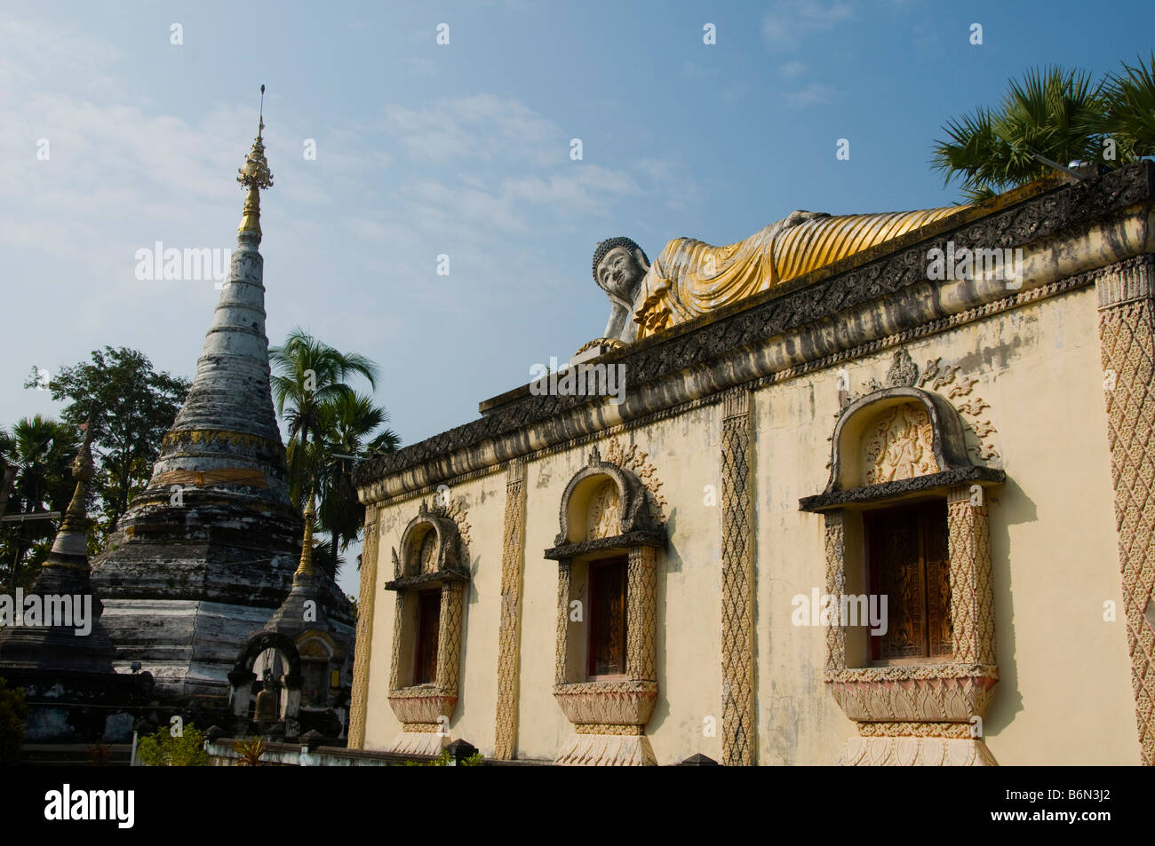 reclining Buddha at a remote temple in northern Thailand Stock Photo ...