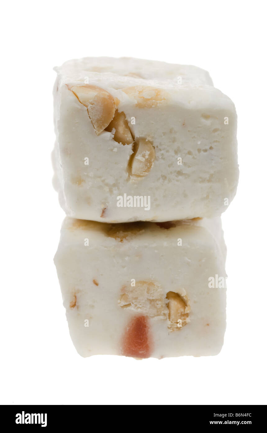 delicious nougat isolated on a white background Stock Photo - Alamy