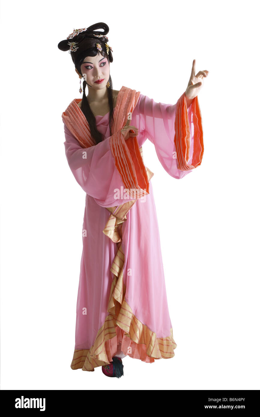 Portrait of Beijing opera performer in traditional dress and make up ...